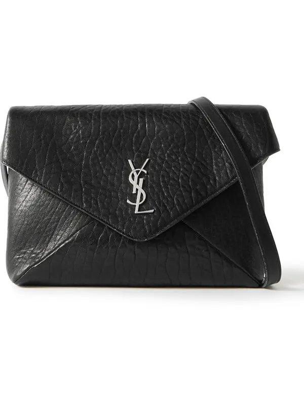 Saint Laurent Cassandre Textured-leather Pouch - Black