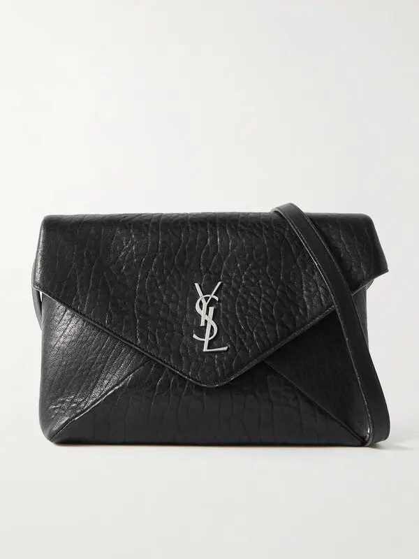 Saint Laurent Cassandre Textured-leather Pouch - Black