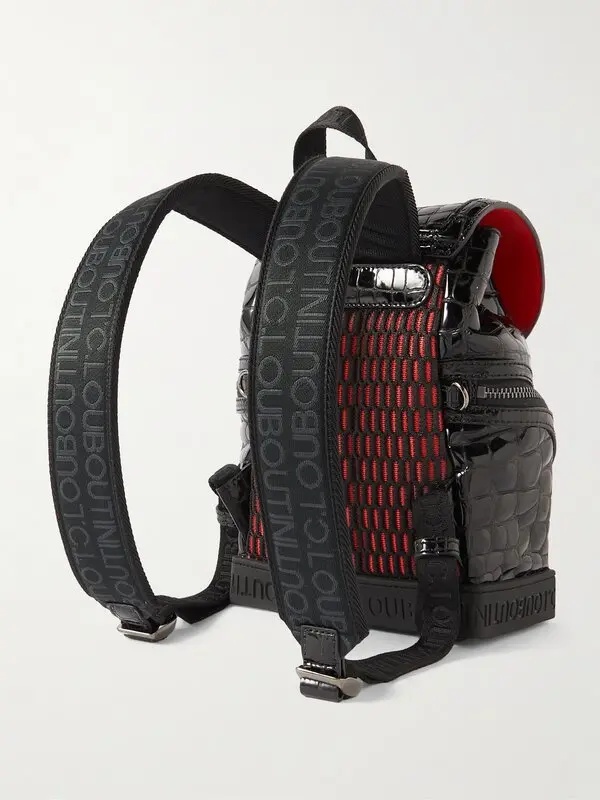 christian louboutin mini explorafunk studded leather crossbody backpack Calfskin Spiked Small Black Christian Lobuoutin Explorafunk backpack in calf leather Christian Louboutin Black Grained Calfskin