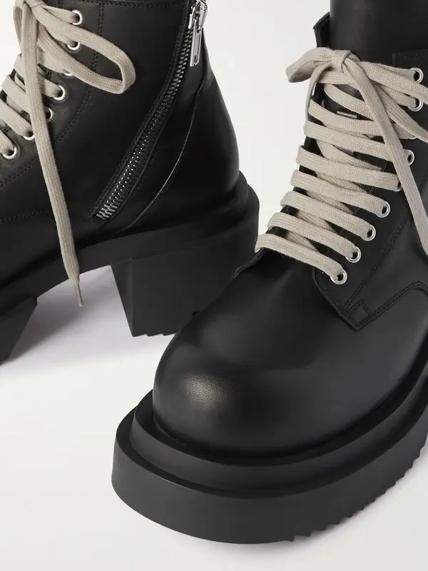 Rick Owens Low Army Bogun Leather Boots - Black | Editorialist