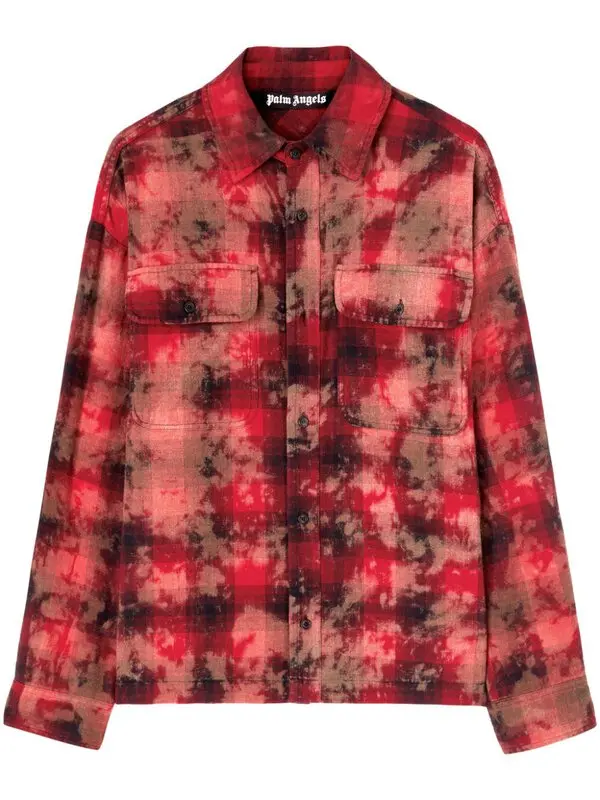 Palm Angels Logo-print Plaid Shirt - Red