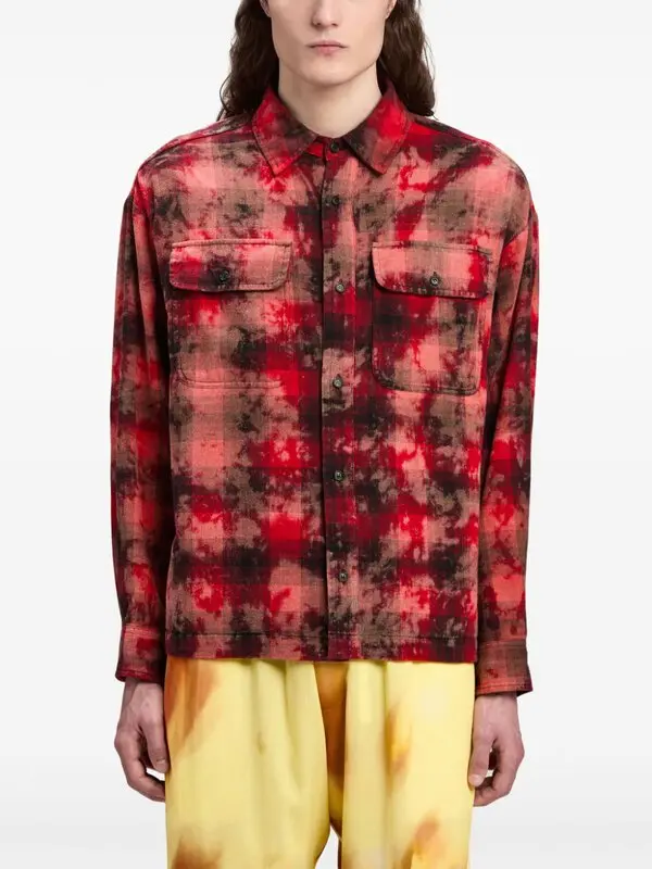 Palm Angels Logo-print Plaid Shirt - Red