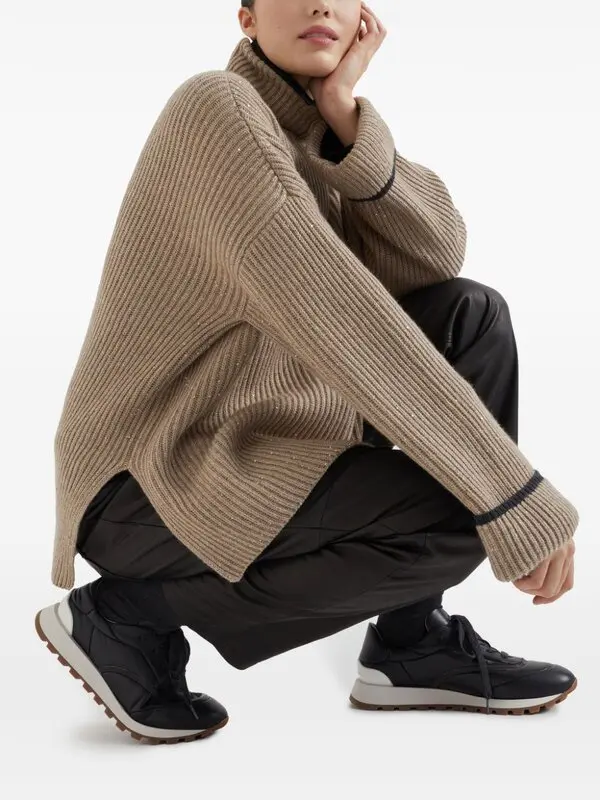 Brunello Cucinelli Monili-chain Leather Sneakers