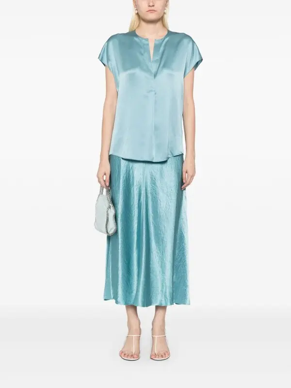 Vince Silk Cap-sleeve Blouse - Blue