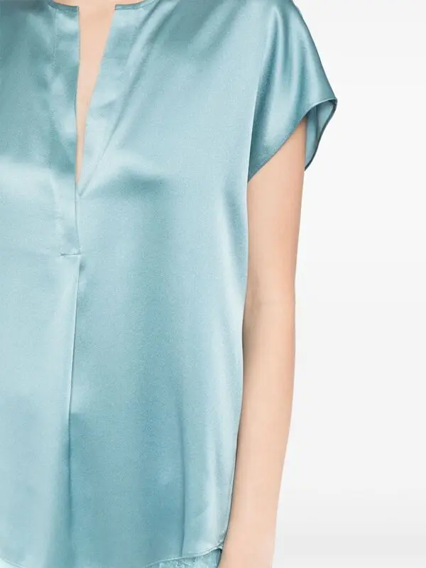 Vince Silk Cap-sleeve Blouse - Blue