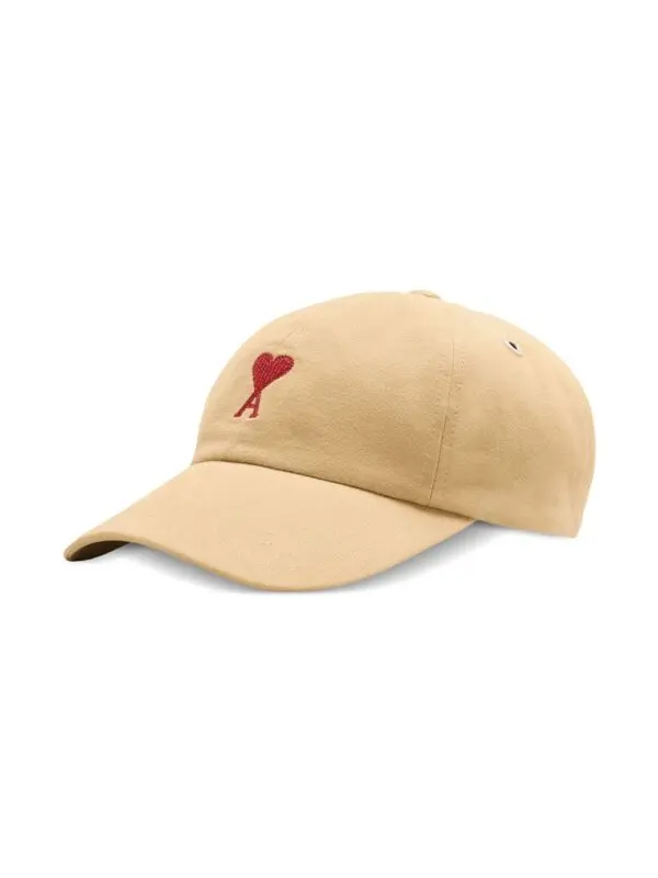 AMI Paris De Coeur Embroidered Cap - Neutrals