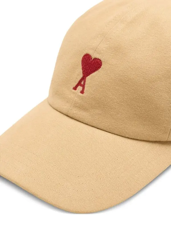 AMI Paris De Coeur Embroidered Cap - Neutrals