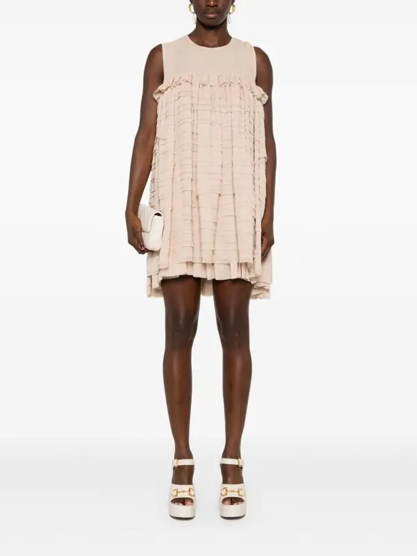 BARUNI Ruffled Mini Dress - Neutrals