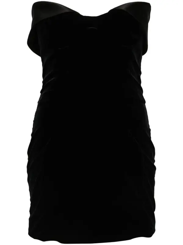 black velvet mini dress strapless Strapless Black Velvet Beaded Short Tiered Homecoming Dress – FancyVestido