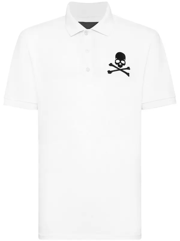 Philipp Plein Skull&bones-print Cotton Polo Shirt - White