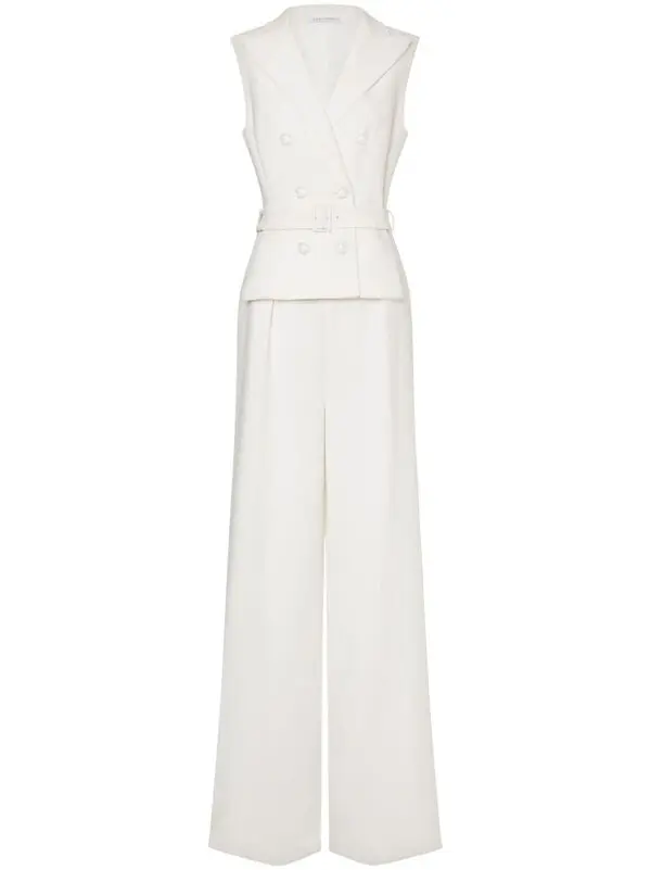 Alberta Ferretti Double-breasted Wide-leg Jumpsuit - White