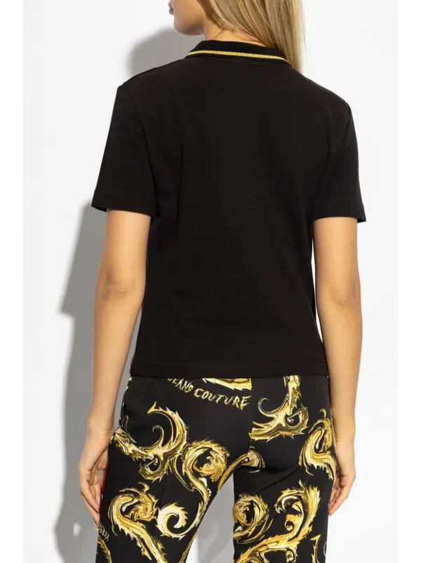 Versace Embroidered-logo Cotton Polo Shirt - Black