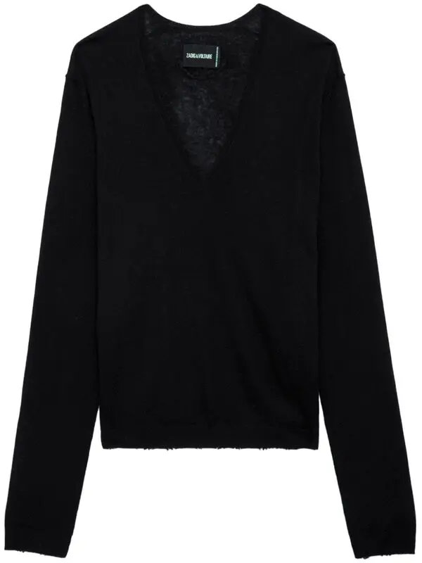 Zadig&Voltaire Rivy Cashmere V-neck Sweater - Black