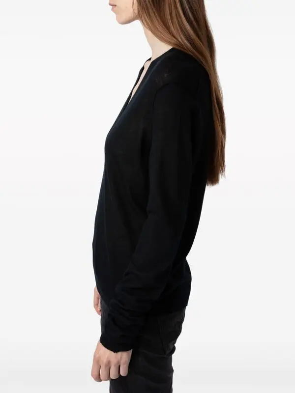 Zadig&Voltaire Rivy Cashmere V-neck Sweater - Black