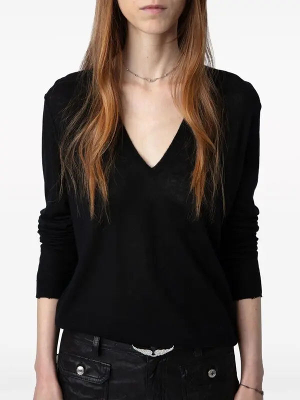 Zadig&Voltaire Rivy Cashmere V-neck Sweater - Black