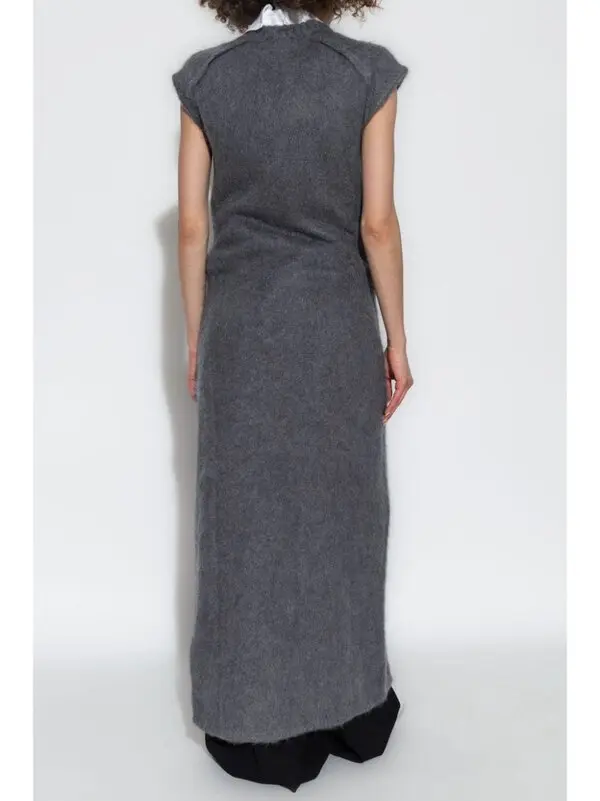 JIL SANDER Front-slit Knitted Maxi Dress - Grey