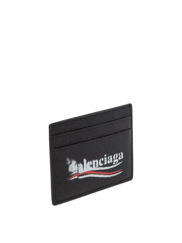 Balenciaga Smudged Logo-print Leather Cardholder