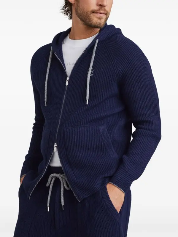 Brunello Cucinelli Cashmere Zip-up Hoodie - Blue