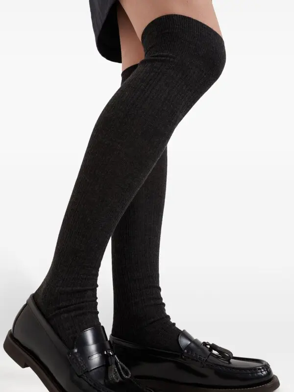 Brunello Cucinelli Ribbed Knee-high Socks - Grey