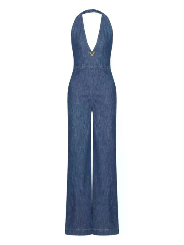 Valentino Garavani Chambray Denim Jumpsuit - Blue
