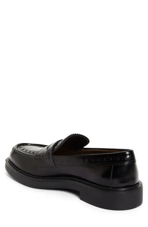 TOD'S Brogued Leather Penny Loafer - Nero