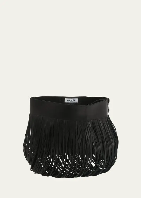 AlaïA Open Fringe Leather Skirt Belt Noir Alaia Editorialist