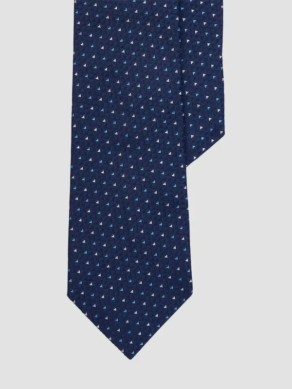 Ralph Lauren Purple Label Bond St Geometric Silk Tie - Navy