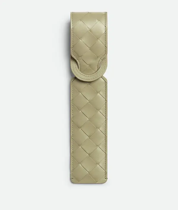 BOTTEGA  VENETA Intrecciato Long Tag Holder - Travertine