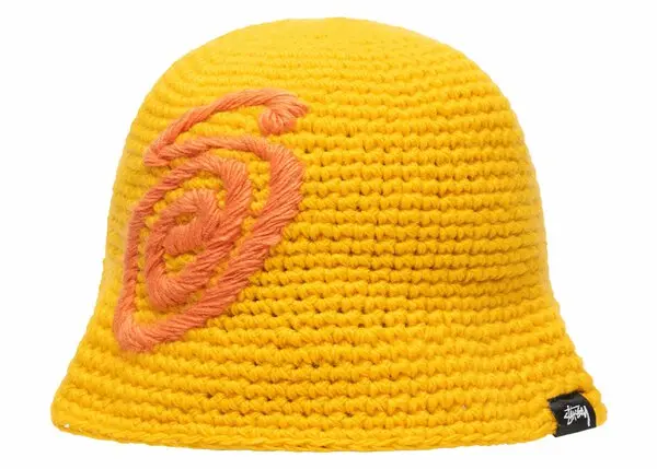 StÜssy Swirly S Knit Bucket Hat - Yellow