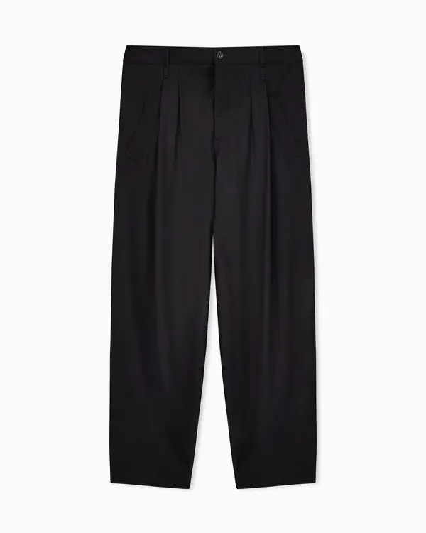 Giorgio Armani Single-pleat Wool Trousers - Black