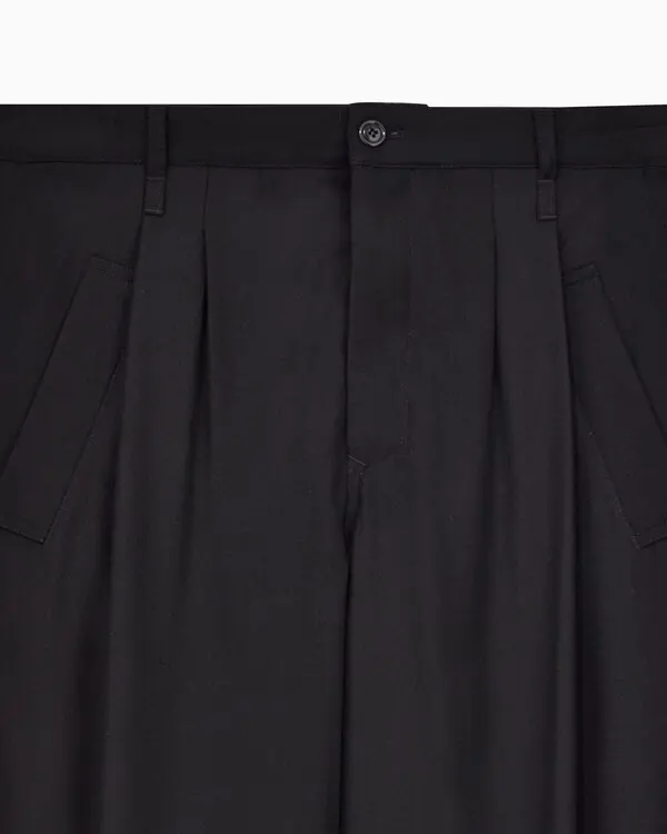 Giorgio Armani Single-pleat Wool Trousers - Black