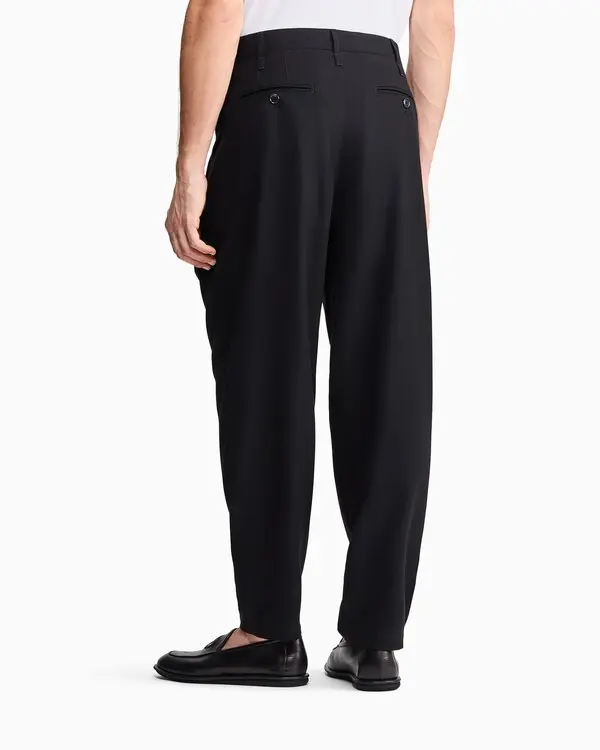 Giorgio Armani Single-pleat Wool Trousers - Black