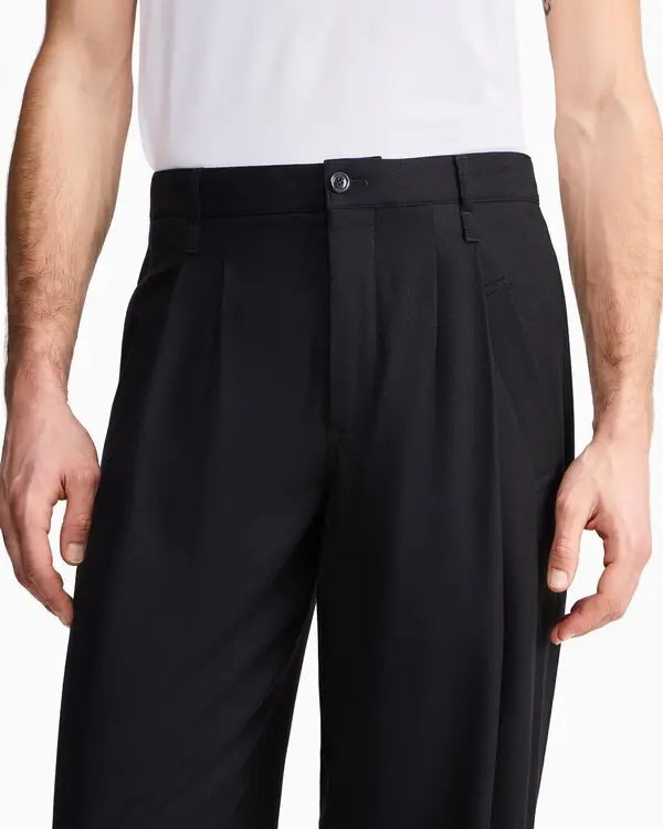 Giorgio Armani Single-pleat Wool Trousers - Black