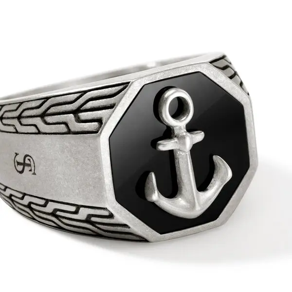 John Hardy Signet Ring With Black Onyx