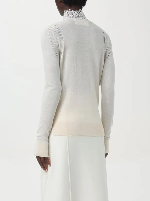 Ermanno Scervino Lace Trimmed Cardigan In Natural - 48% Off
