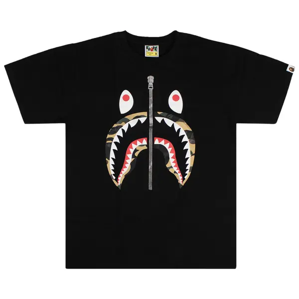 A BATHING APE 1st Camo Shark Tee /yellow - Black