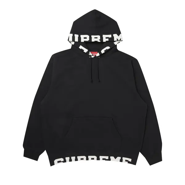 Supreme Cropped Logos Hooded Sweatshirt - Black