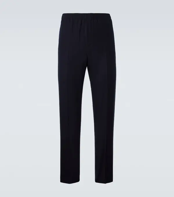 Loro Piana Jan Wool And Cashmere Straight Pants - Blue