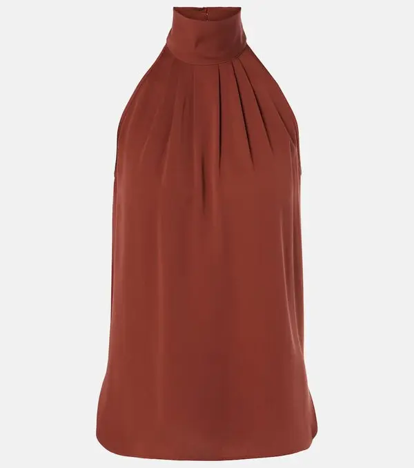 Max Mara Memore Halterneck Silk Top - Brown