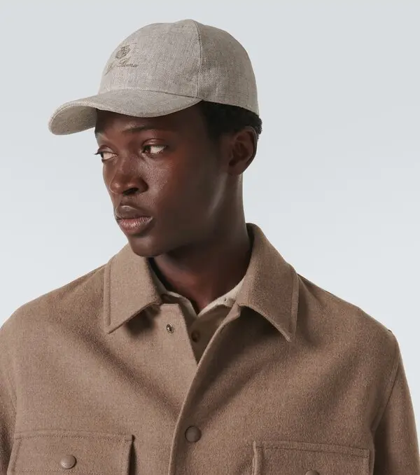 Loro Piana Logo Linen Baseball Cap