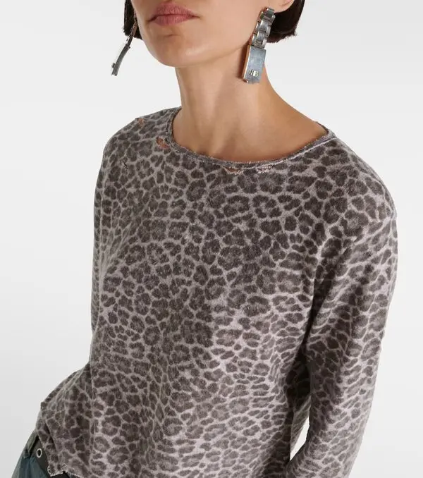Balenciaga Distressed Leopard-print Sweater