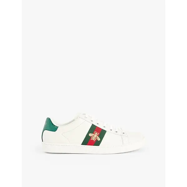 Gucci Ace Bee-embroidered Leather Low-top Sneakers