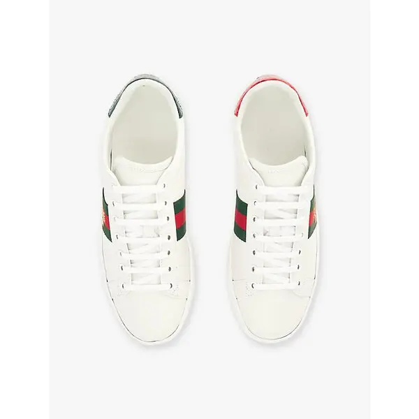 Gucci Ace Bee-embroidered Leather Low-top Sneakers
