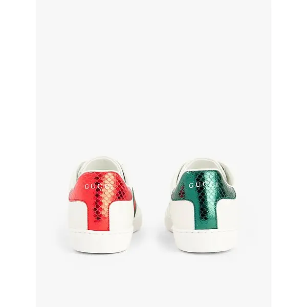 Gucci Ace Bee-embroidered Leather Low-top Sneakers