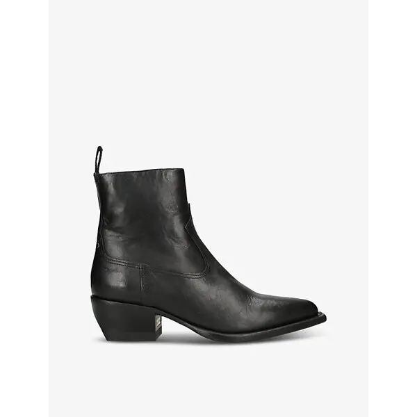 GOLDEN GOOSE Debbie Leather Block-heel Ankle Boots - Black