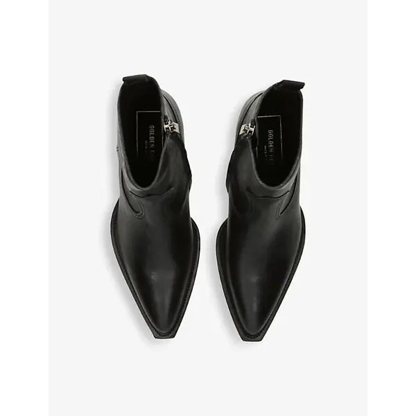 GOLDEN GOOSE Debbie Leather Block-heel Ankle Boots - Black