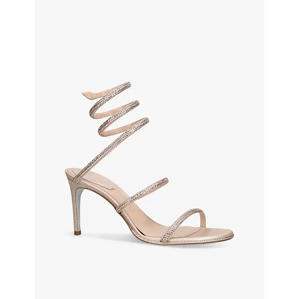 Rene Caovilla Cleo 80 Crystal-embellished Heeled Sandals - Blush