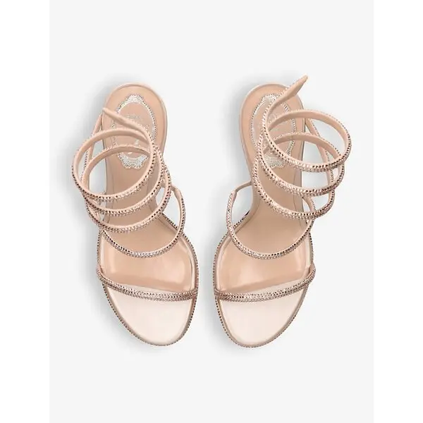 Rene Caovilla Cleo 80 Crystal-embellished Heeled Sandals - Blush