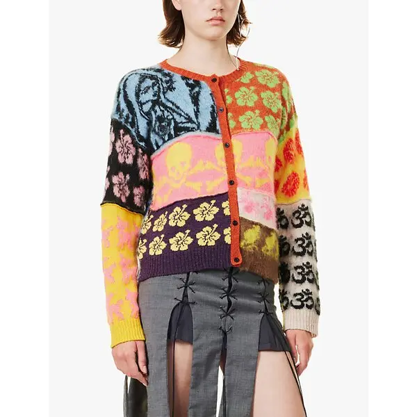 Ashley Williams Patchwork Relaxed-Fit Knitted Cardigan - Multi