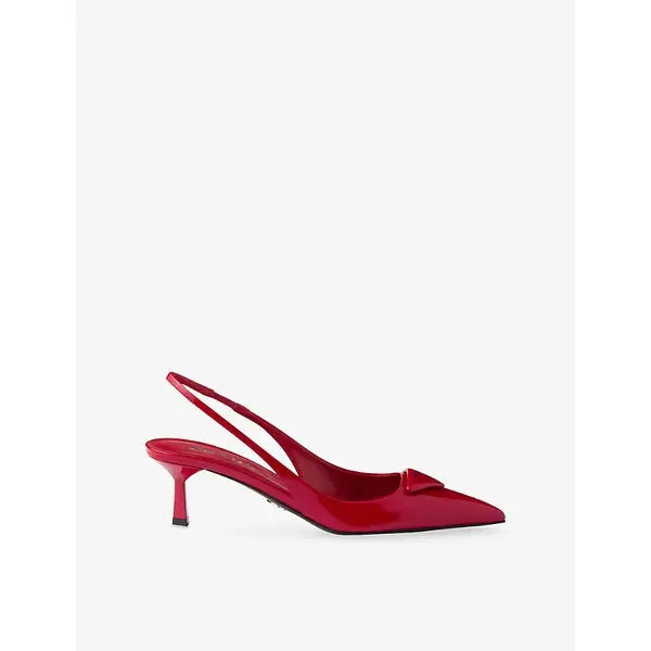 Prada Pointed-toe Patent-leather Slingback Heels - Red